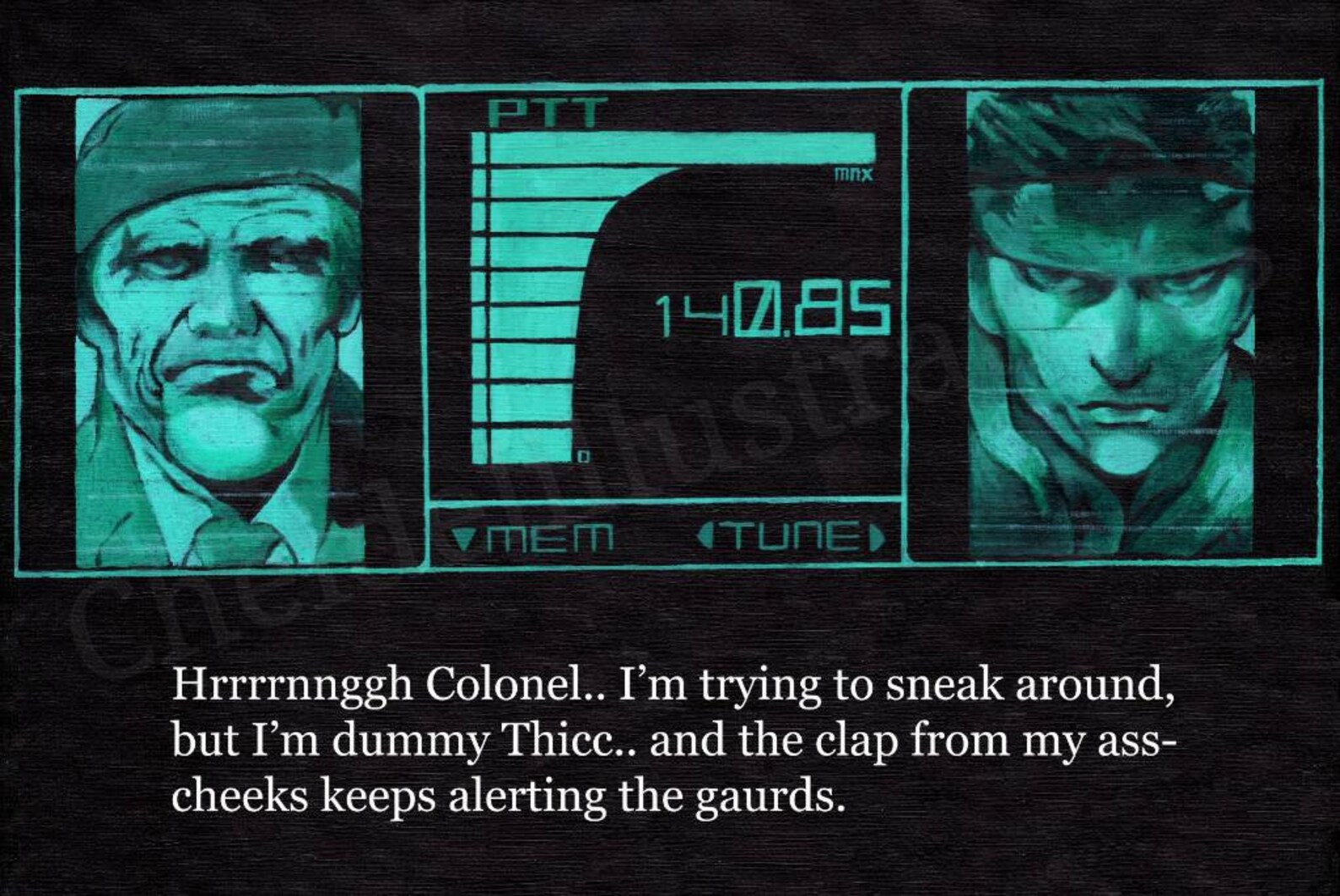 Metal Gear Solid Custom Snake and Colonel Codec Call. Fine Art Print ...