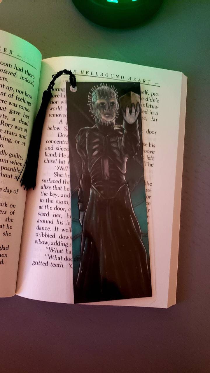Hellraiser Pinhead with puzzle box laminated bookmark with | Etsy