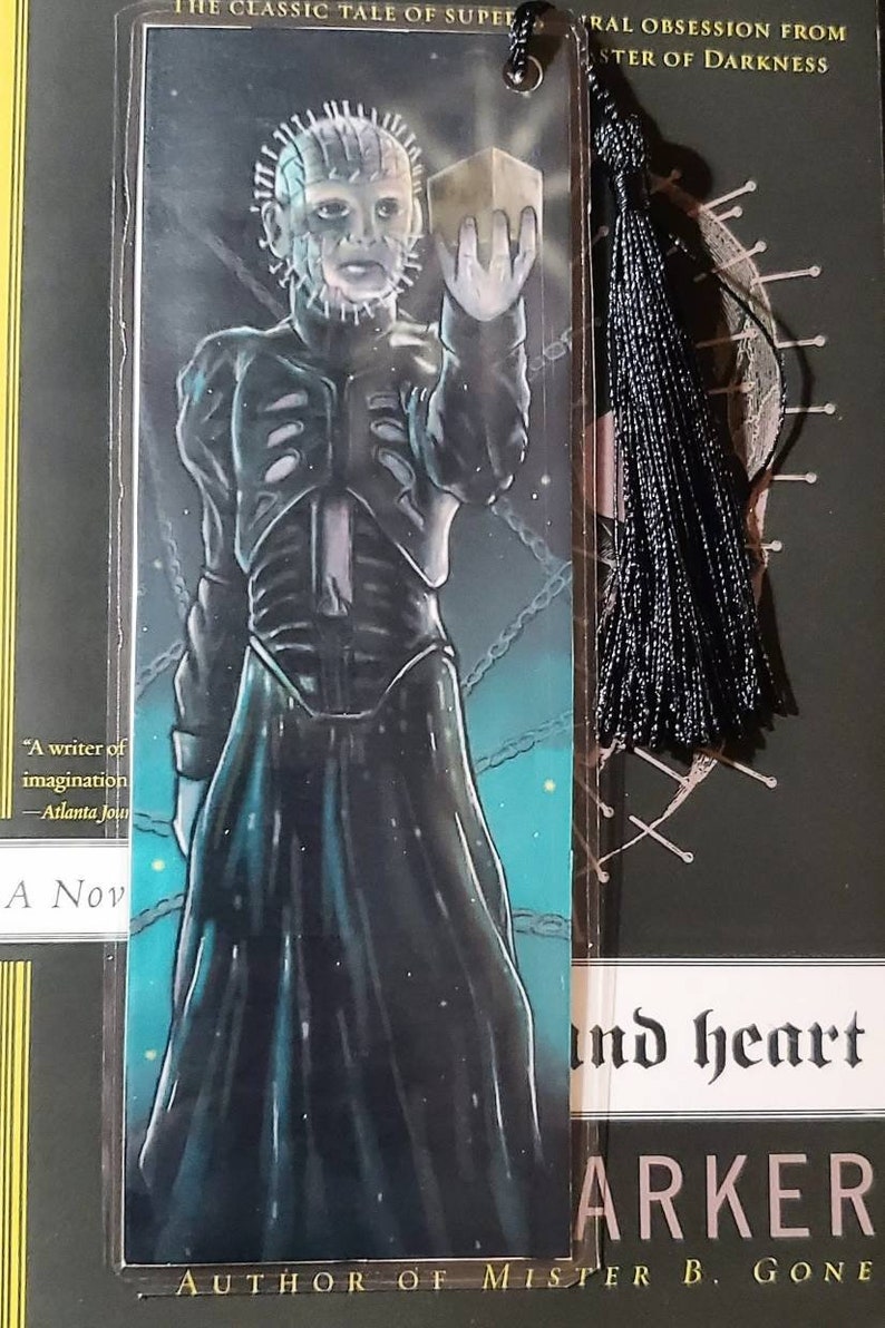 Hellraiser Pinhead With Puzzle Box, Laminated Bookmark With Tassel. - Etsy