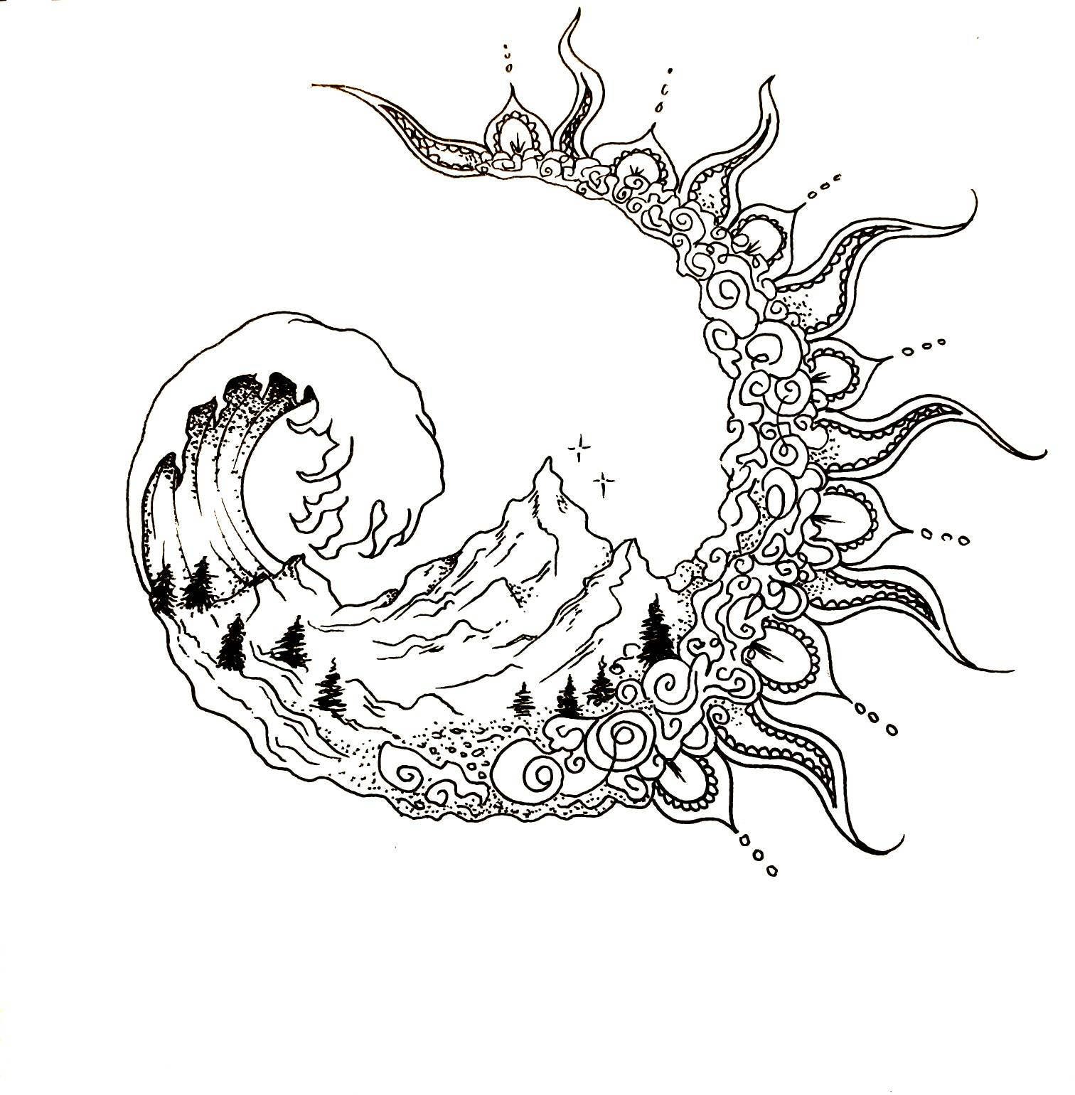 Sun and Moon Zentangle Art Print | Etsy