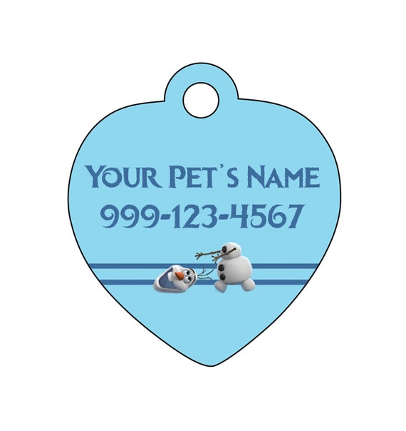 Disney Frozen Olaf Pet Id Tag for Dogs and Cats Personalized | Etsy