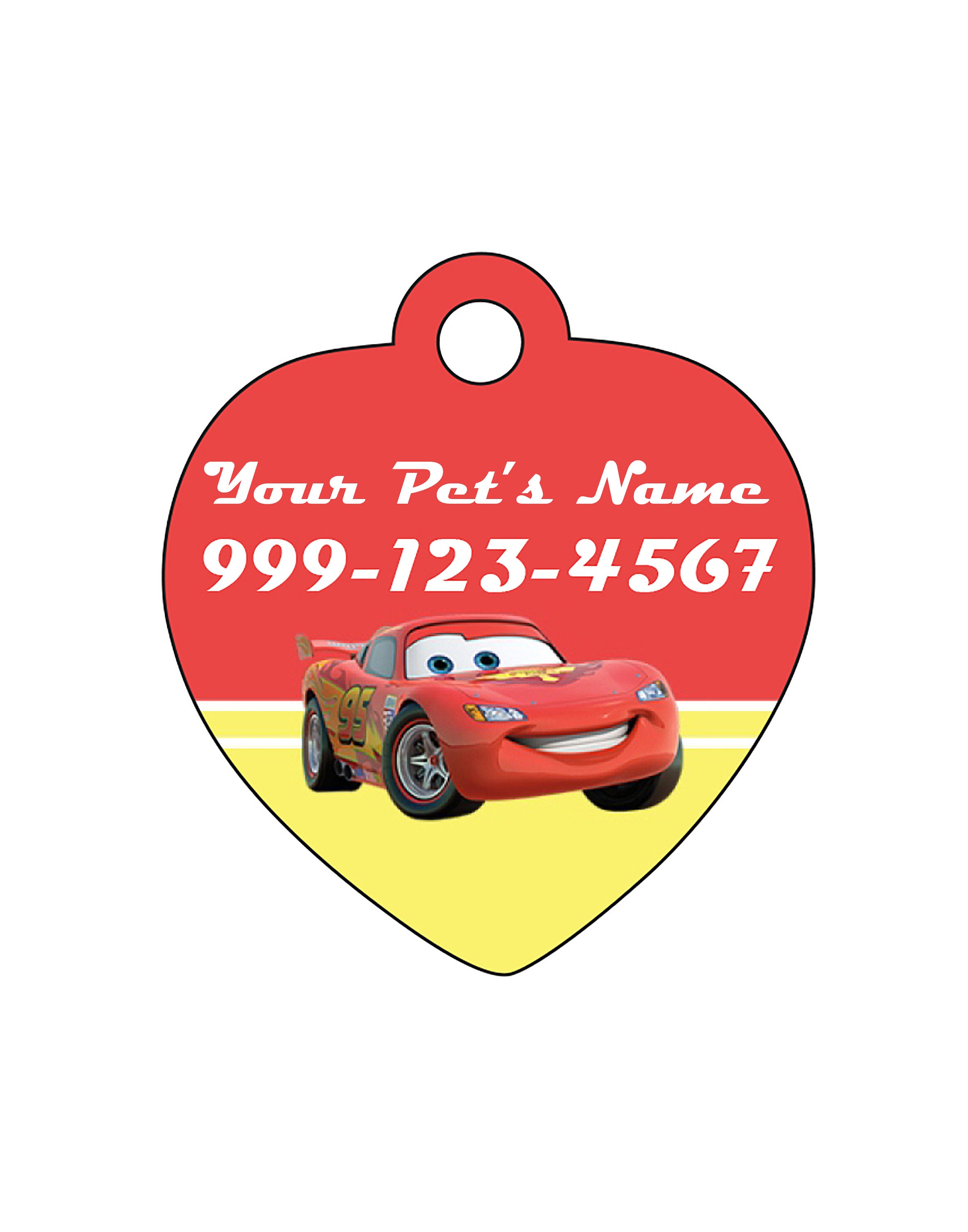 Disney Lightning Mcqueen Pet Id Tag for Dogs and Cats | Etsy