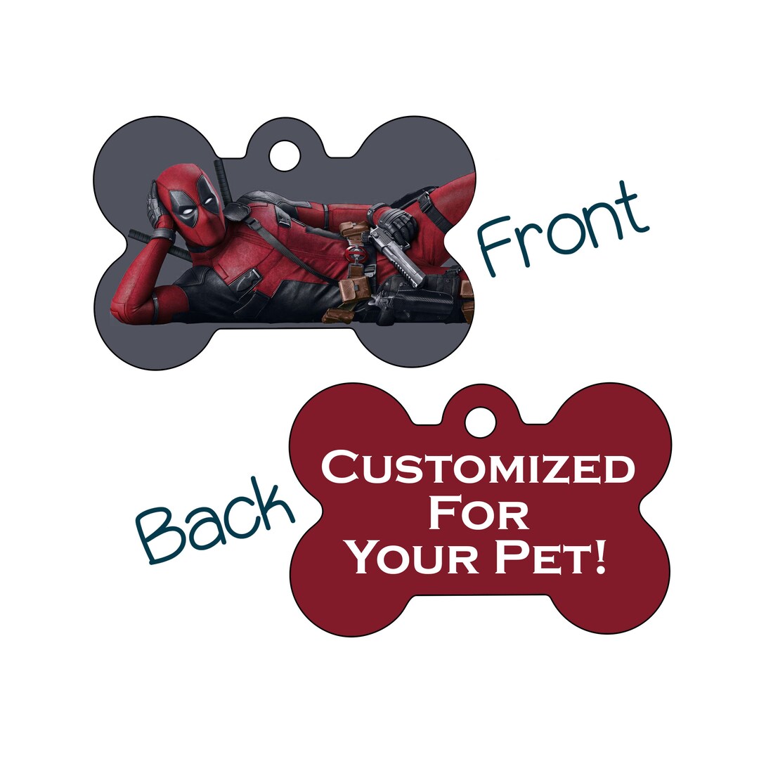Deadpool Double Sided Pet Id Tag for Dogs and Cats Personalized W/ up ...