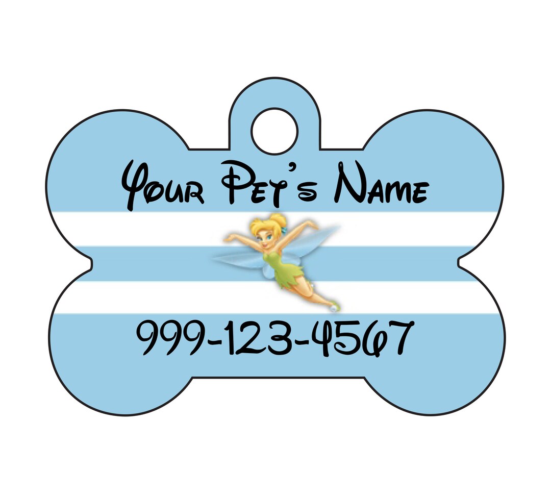Disney Princess Tinkerbell Pet Id Dog Tag Personalized W/ Your Pet's ...