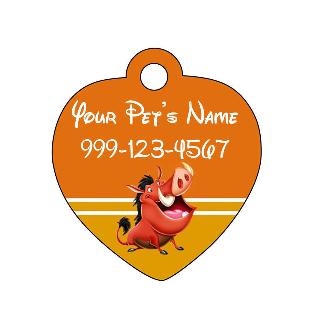 Disney Lion King Pumbaa Pet Id Tag for Dogs and Cats Personalized W ...
