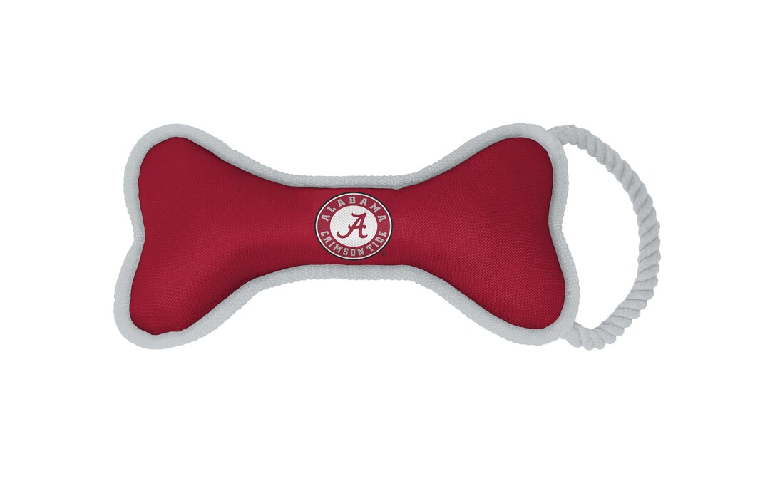 Alabama Crimson Tide NCAA Bone Dog Rope Toy | Comes With Squeaker ...