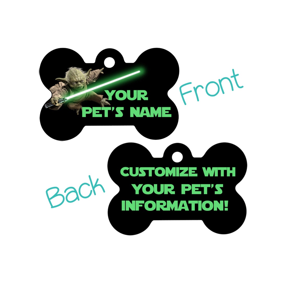 Disney Star Wars Yoda Double Sided Pet Id Dog Tag Personalized for Your ...