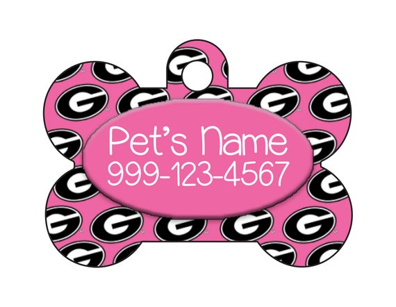 Georgia Bulldogs Pink Pet Id Dog Tag Officially Licensed | Etsy