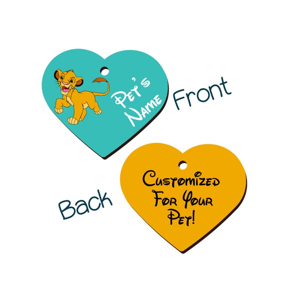 Simba Disney 2-sided Pet Id Tag for Dogs & Cats - Etsy
