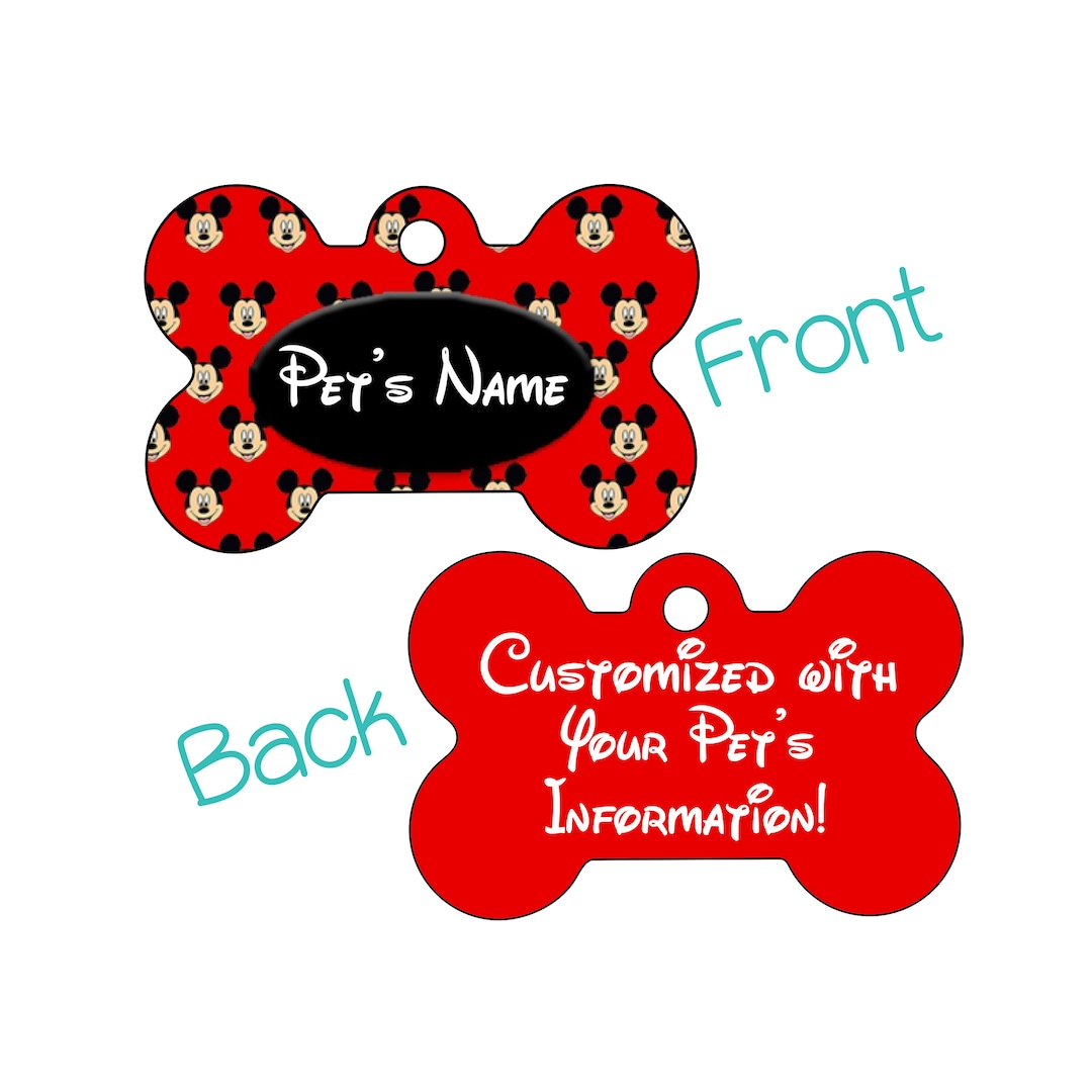 Mickey Mouse | Disney Double Sided Pet Id Dog Tag | Personalized for ...