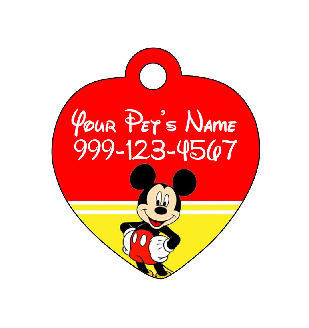 Disney Mickey Mouse Pet Id Tag for Dogs and Cats Personalized W/ Your ...