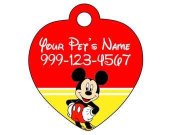 Pet ID Tag Mickey Mouse inspired Dog Tag, Cat Tag, Pet Tag - Etsy
