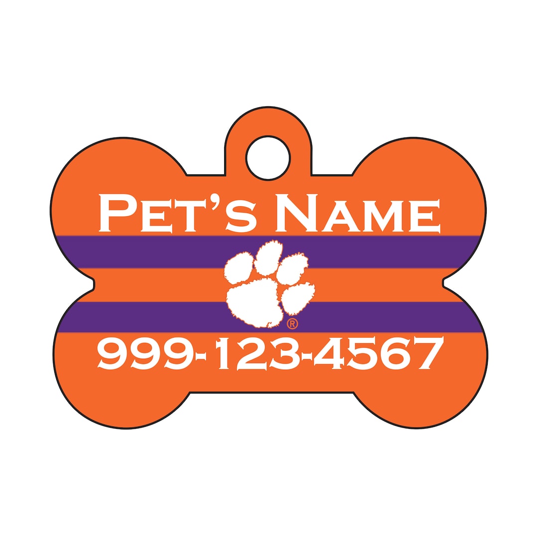 Clemson Tigers Pet Id Dog Tag / Con licencia oficial / Personalizado ...