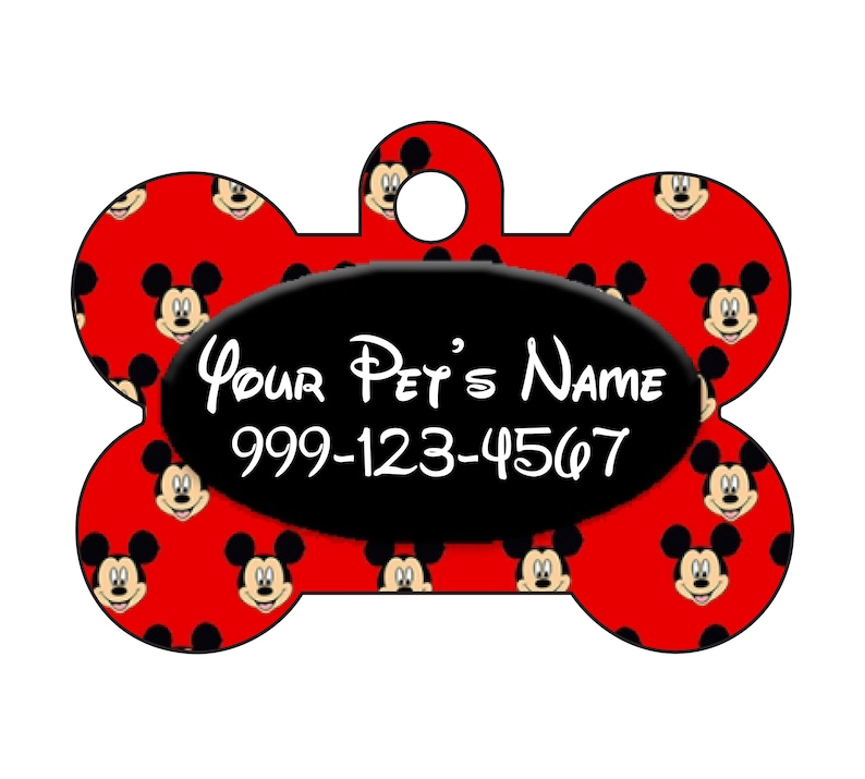 Disney Mickey Mouse Pet Id Dog Tag Personalized W/ Your - Etsy Australia