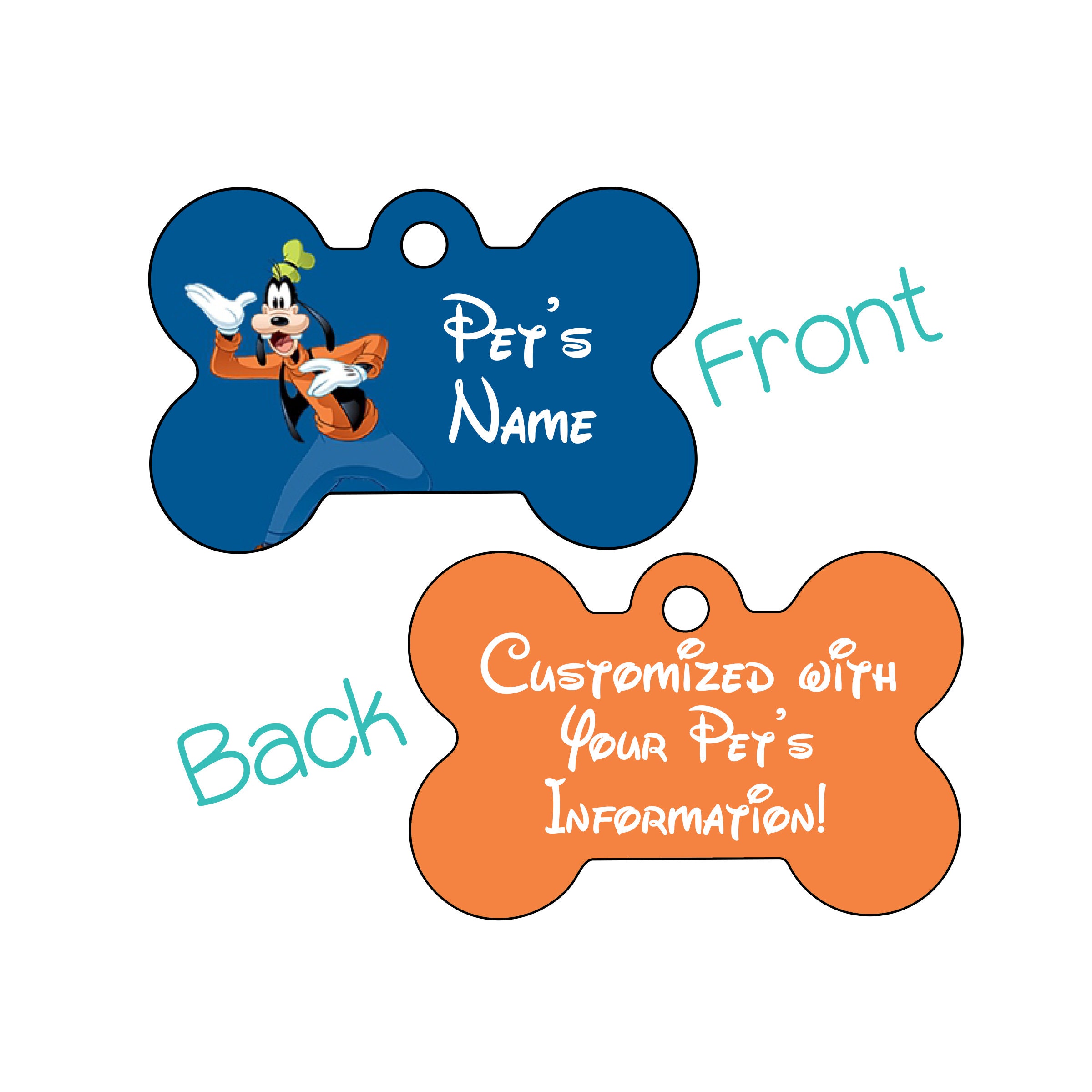 Goofy Disney Double Sided Pet Id Dog Tag Personalized for | Etsy