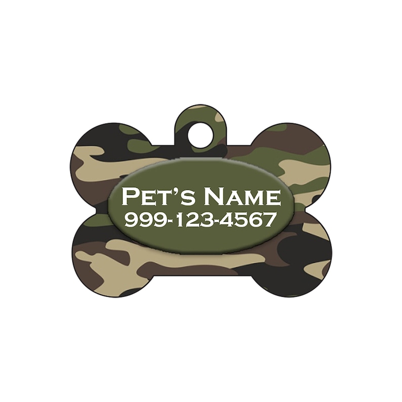 Camo Pet Id Dog Tag | Army Green Camo | Personalized W/ Your Pet's Name ...