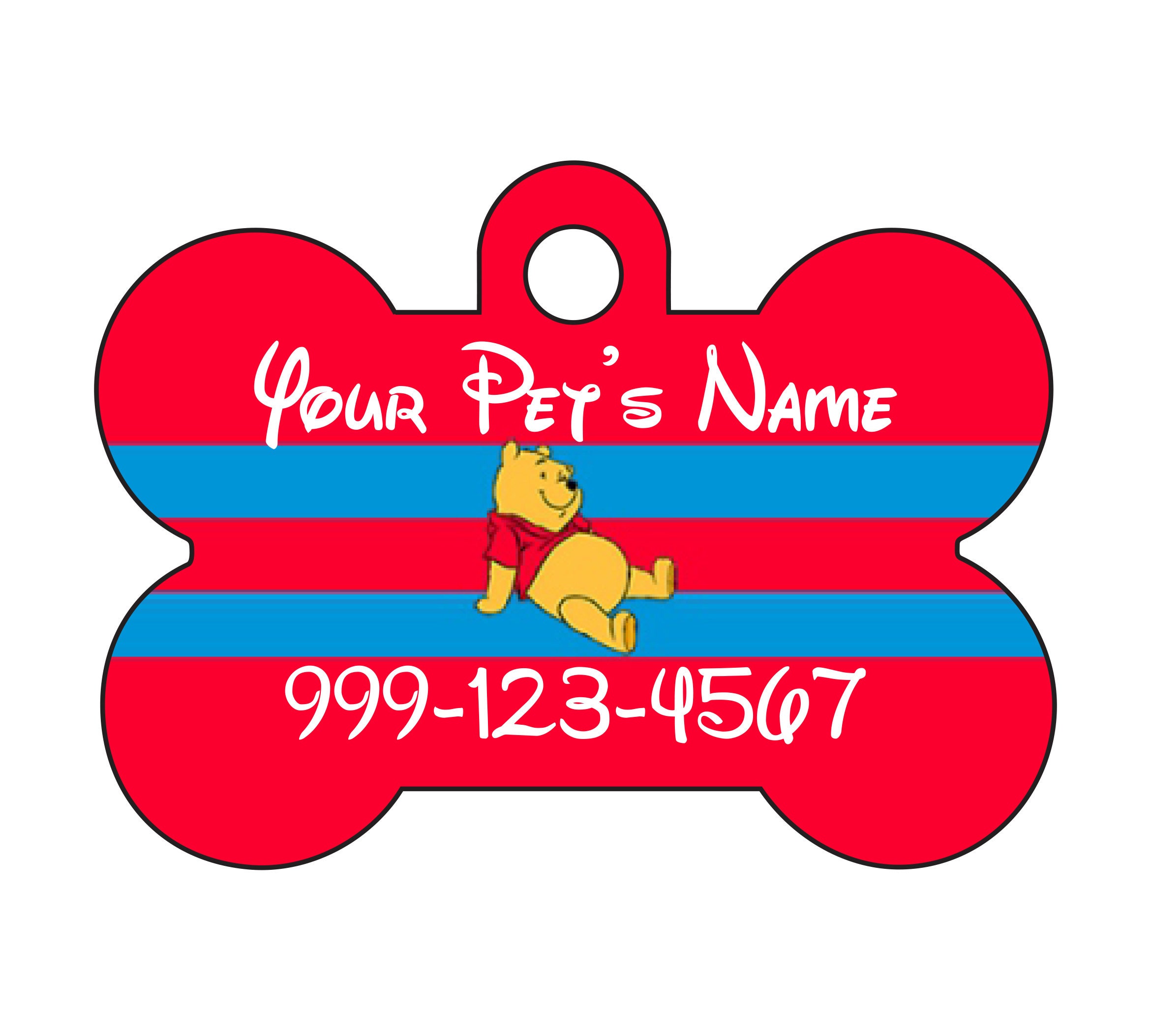 Disney Winnie the Pooh Pet Id Dog Tag Personalized W/ Your | Etsy