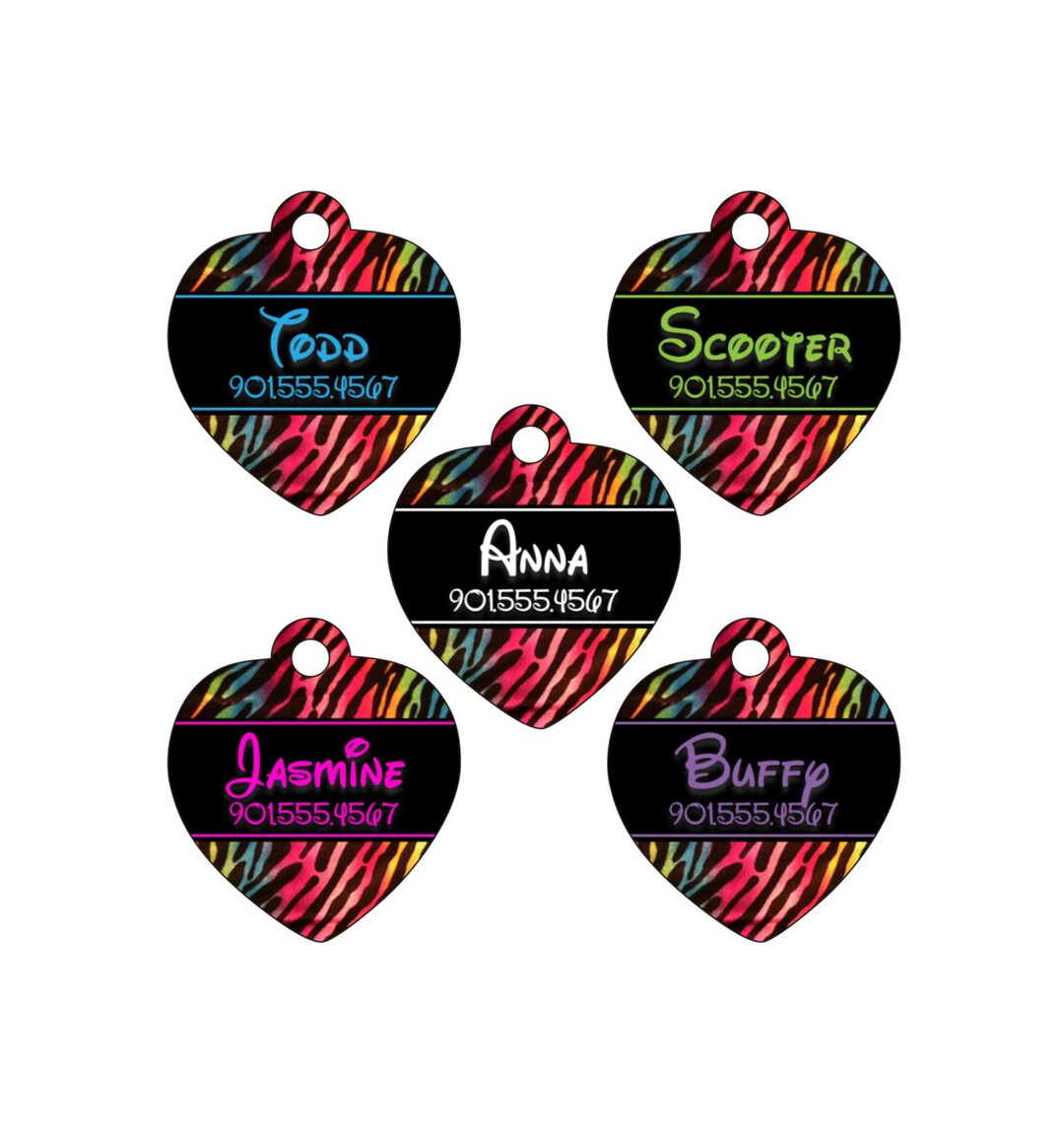Disney Font Rainbow Dog Tag Cat Tag Pet Id Tag Personalized W/ Name ...