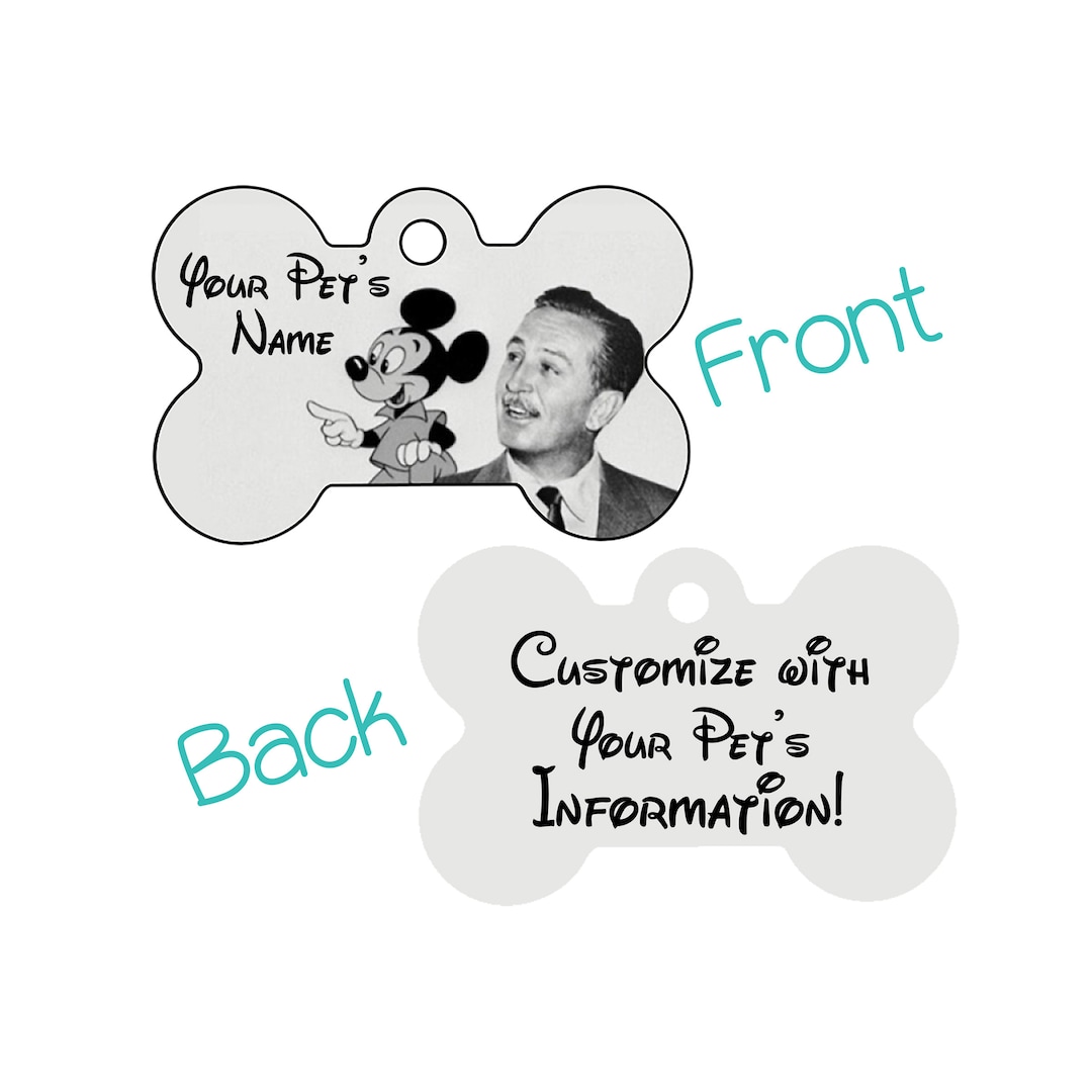 Walt Disney & Mickey Mouse Double Sided Pet Id Tag for Dogs and Cats ...