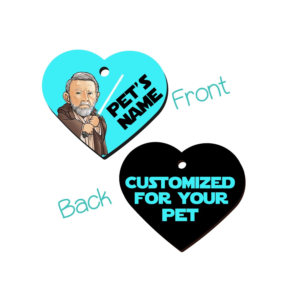 Obi Wan Kenobi | 2-sided Pet Id Tag for Dogs & Cats | Personalized for ...