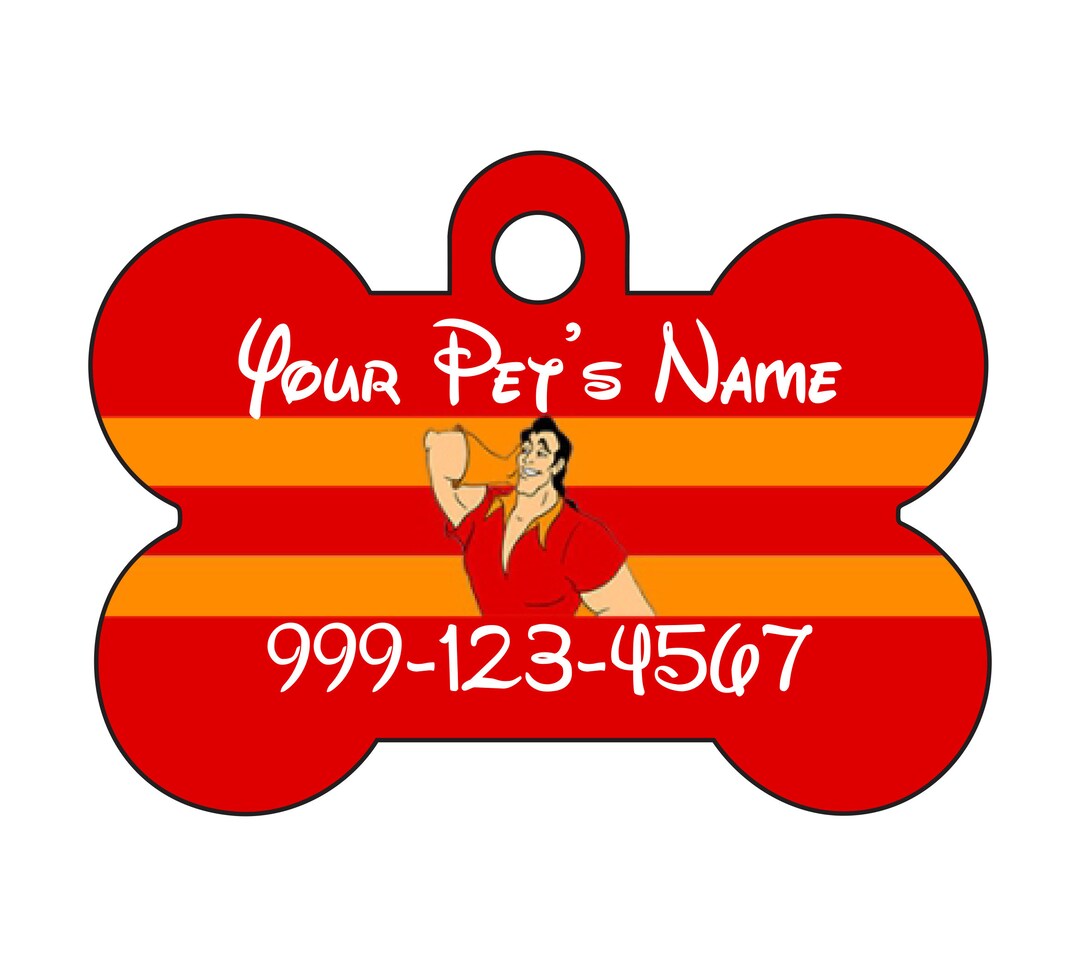 Disney Gaston Custom Pet Id Dog Tag Personalized W/ Your Pet's Name ...