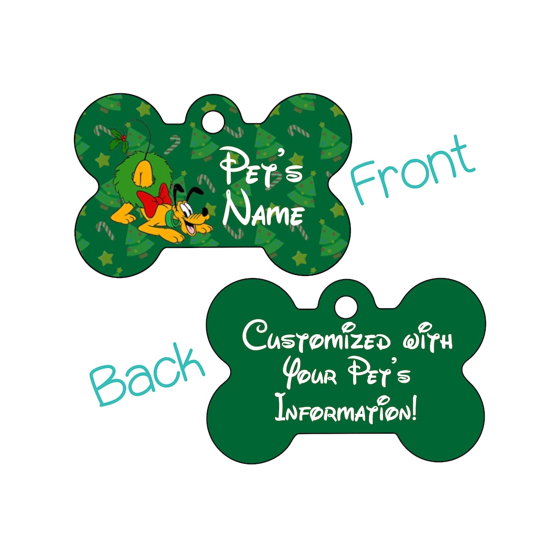 Pluto | Disney Christmas 2-sided Pet Id Dog Tag | Personalized for Your ...