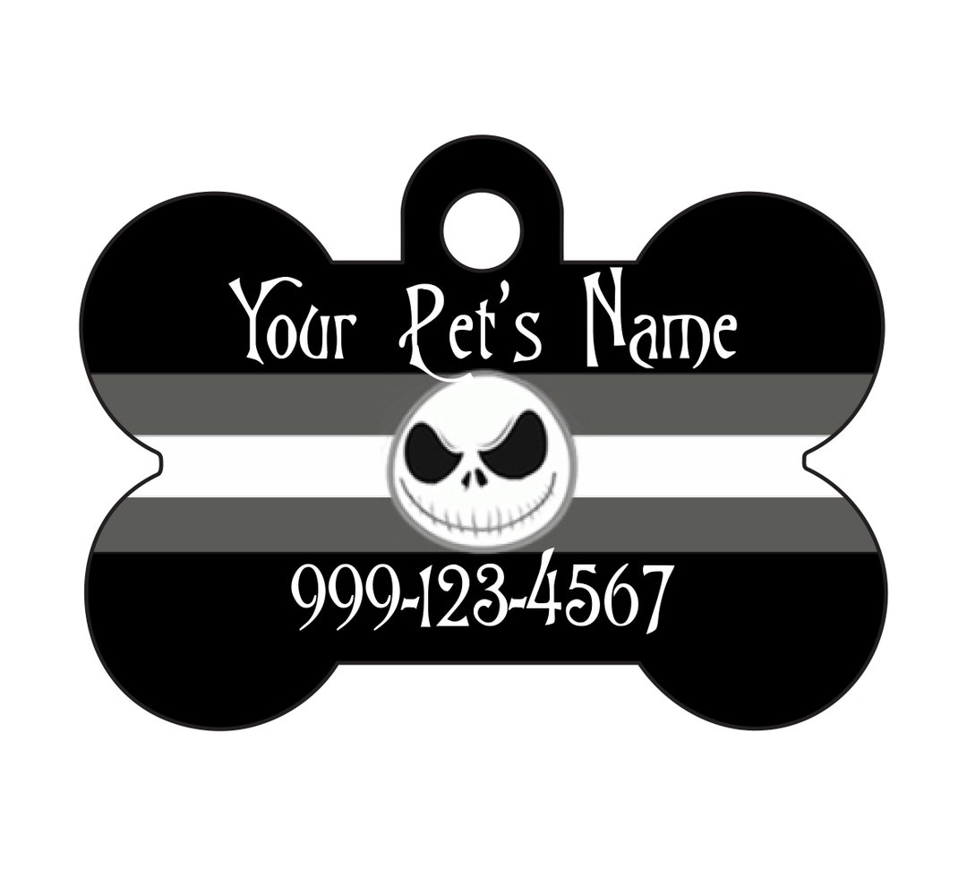 Jack Skellington Pet Id Dog Tag Personalized W/ Name & Number - Etsy