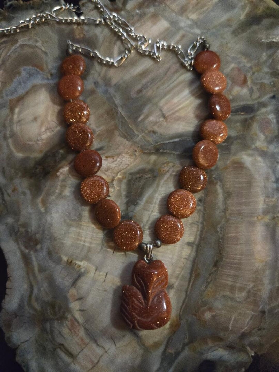 Orange Sun Sitara Necklace With Fox - Etsy