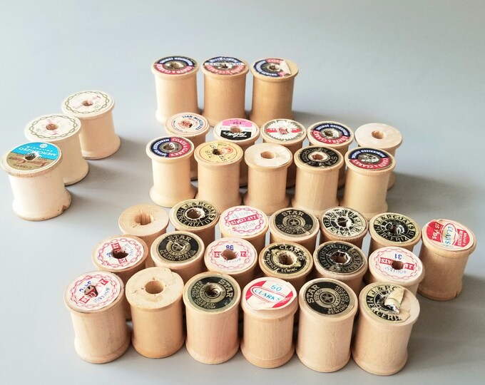 Vintage Wooden Thread Spools, Wooden Spool Lot, Vintage Sewing Spool ...