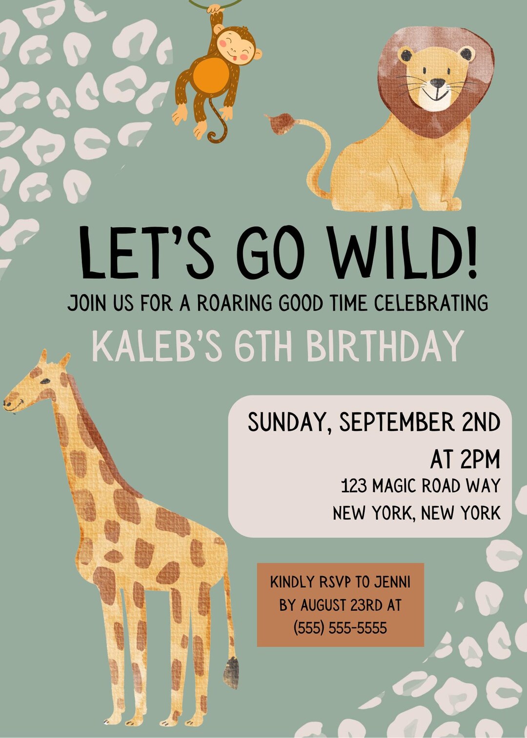 Let's Go Wild! Birthday Party Invitation - Etsy