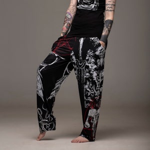 666, Comfy Pants, Satanic, Satan, Baphomet, Bat Cat, Satanic Pants, Pjs ...