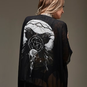 Birds Kimono, Raven Kimono, Crow, Raven, Goth, Occult Clothing, Sheer ...