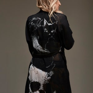 Bat Cat Kimono, Cat Robe, Cat, Black Cat, Cats, Cat Clothes, Sheer Robe ...