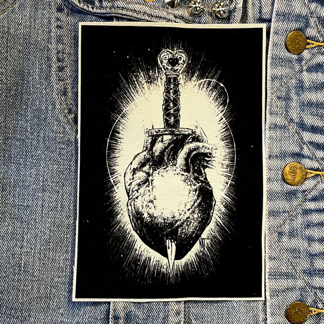 Dagger in Heart, Heart, Dagger, Cloth Patch, Canvas Patch, Punk Patch ...