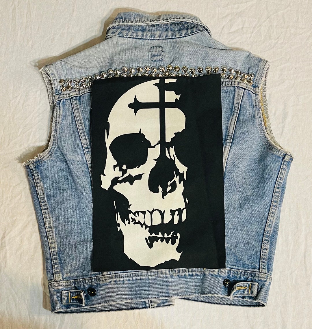 Goth Skull, Back Patch, Skull Patch, Canvas Back Patch, Cloth Patch ...