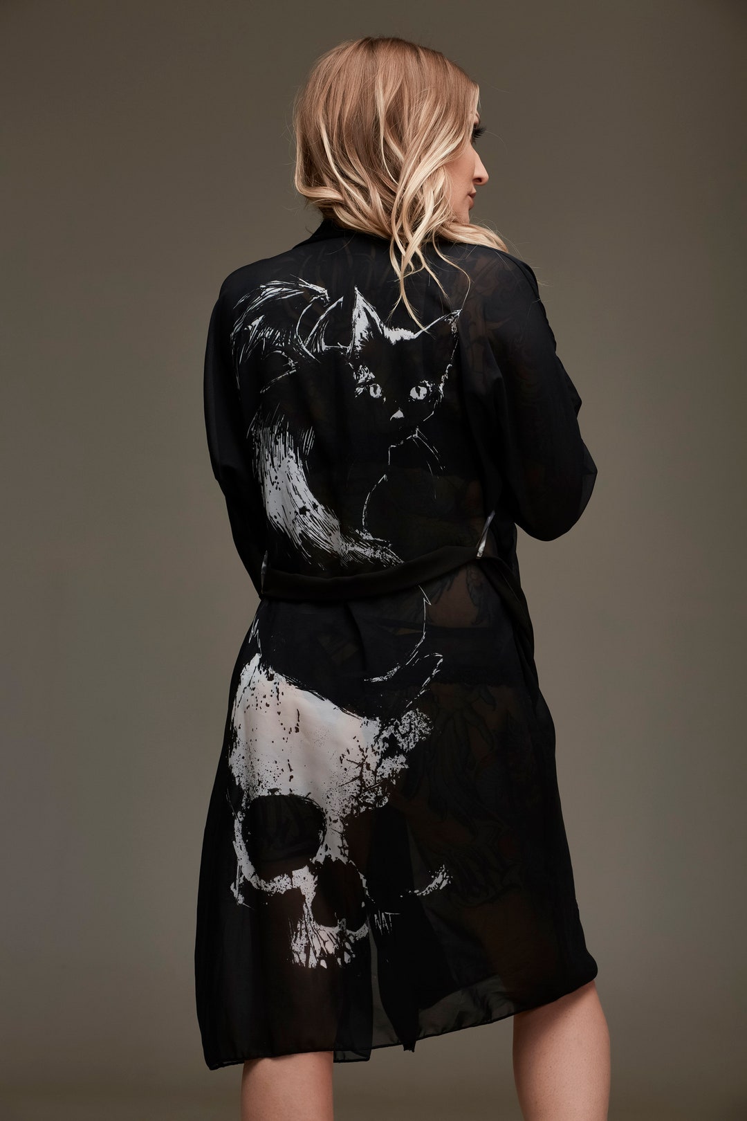 Bat Cat Kimono, Cat Robe, Cat, Black Cat, Cats, Cat Clothes, Sheer Robe ...