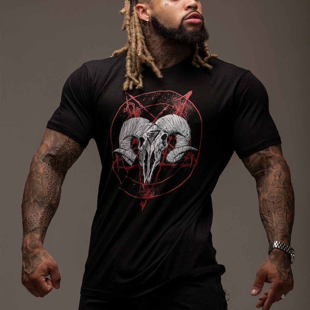 Satanic, Ram Skull, Shirt, Baphomet Shirt, Satanic, Satan, Devil ...