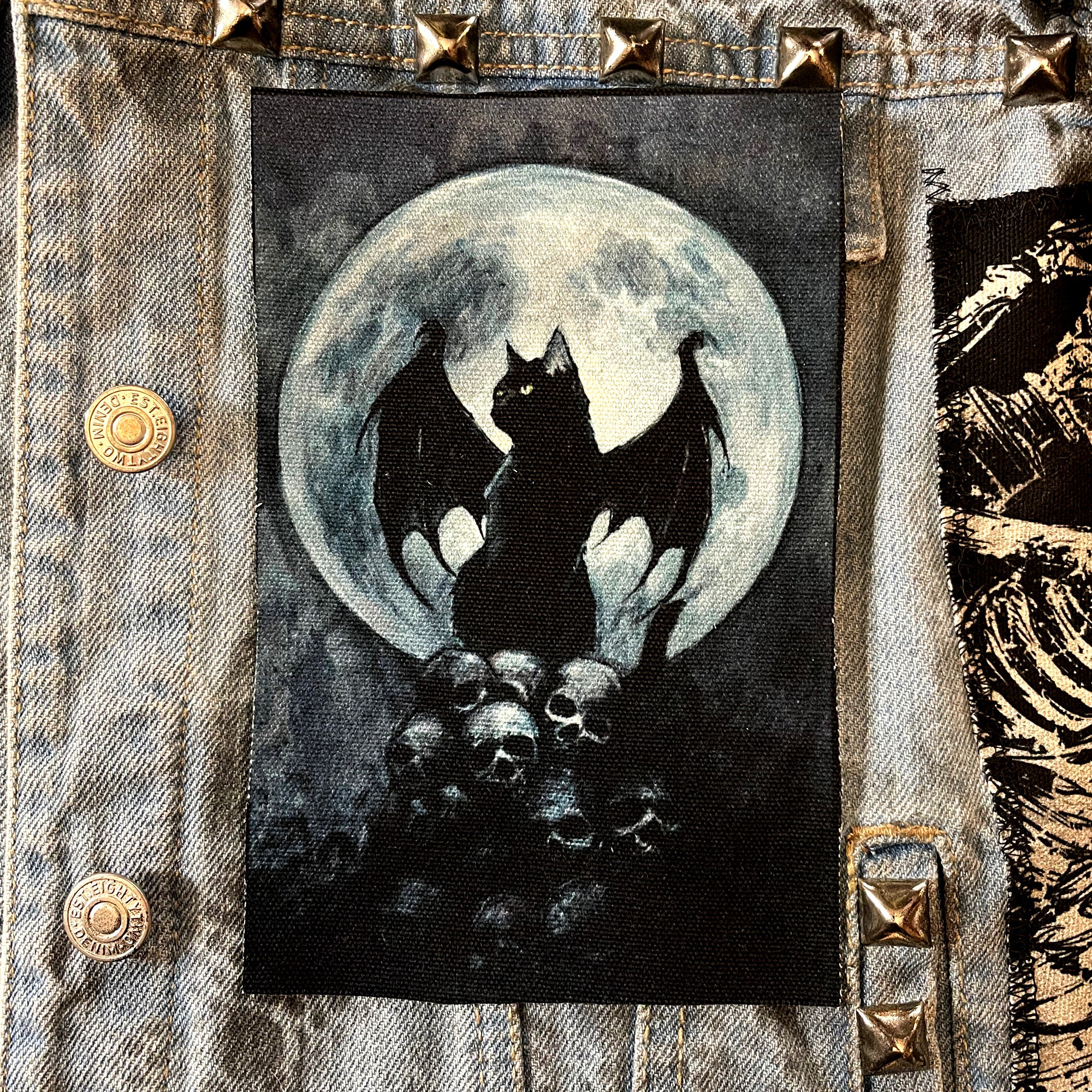 Mina Full Moon Patch Bat Cat Patch Cat Patch Witch Bat - Etsy