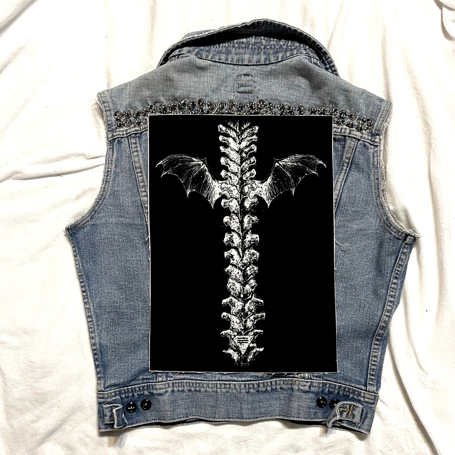 Spine With Wings, Back Patch, Spinal Column, Skeleton Patch, Bones ...