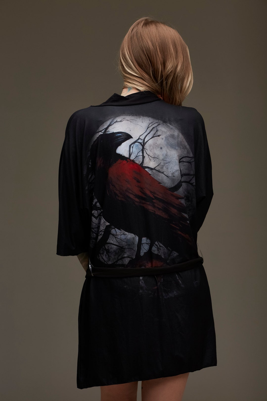 Blood Raven Kimono, Raven Kimono, Raven, Peignoir, Robe, Sheer Robe ...