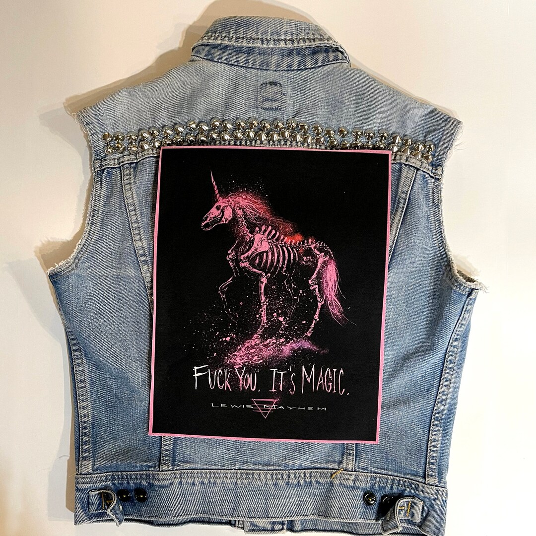 Fuck You Its Magic, Back Patch, Skeleton Unicorn, Unicorn Back Patch, Unicorn, Pink Goth, DIY ...