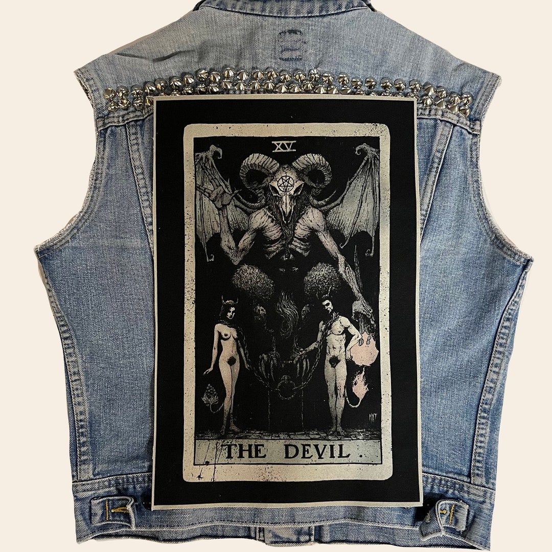Devil Tarot Card, Color, Back Patch, Devil Patch, Lucifer, Canvas Patch, Large Patch, Patch, as ...