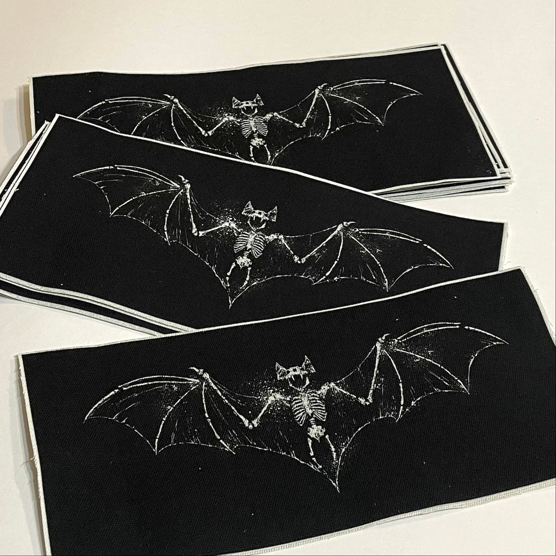 Bat, Banner Patch, Skeleton Bat, Canvas Back Patch, Cloth Patch, Bat ...