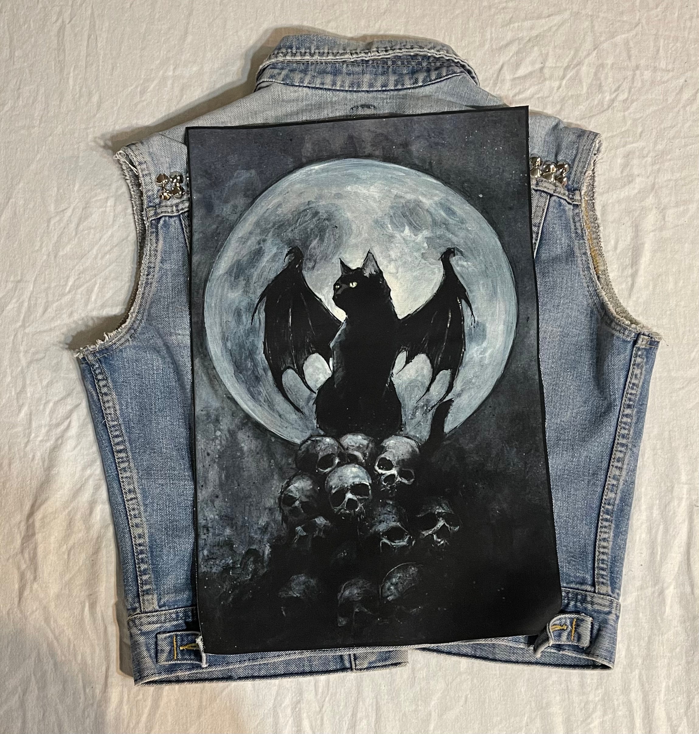 Mina Full Moon Back Patch Cat Patch Canvas Back Patch | Etsy