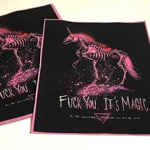 Fuck You Its Magic, Back Patch, Skeleton Unicorn, Unicorn Back Patch, Unicorn, Pink Goth, DIY ...