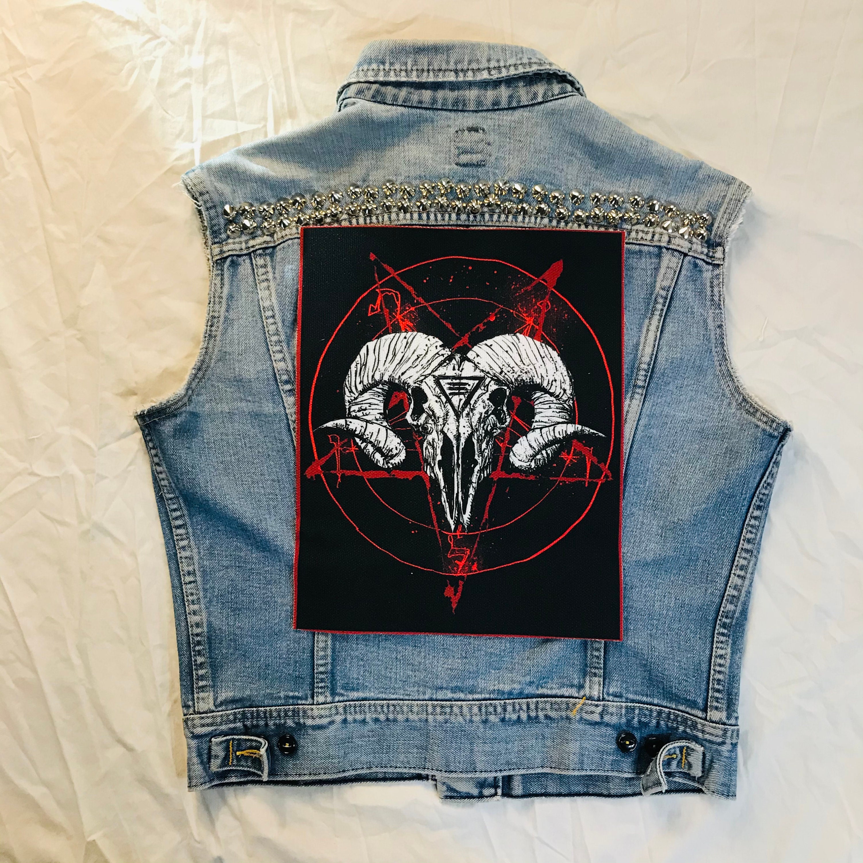Satanic Ram Skull Back Patch Canvas Patch Back Patch Punk | Etsy