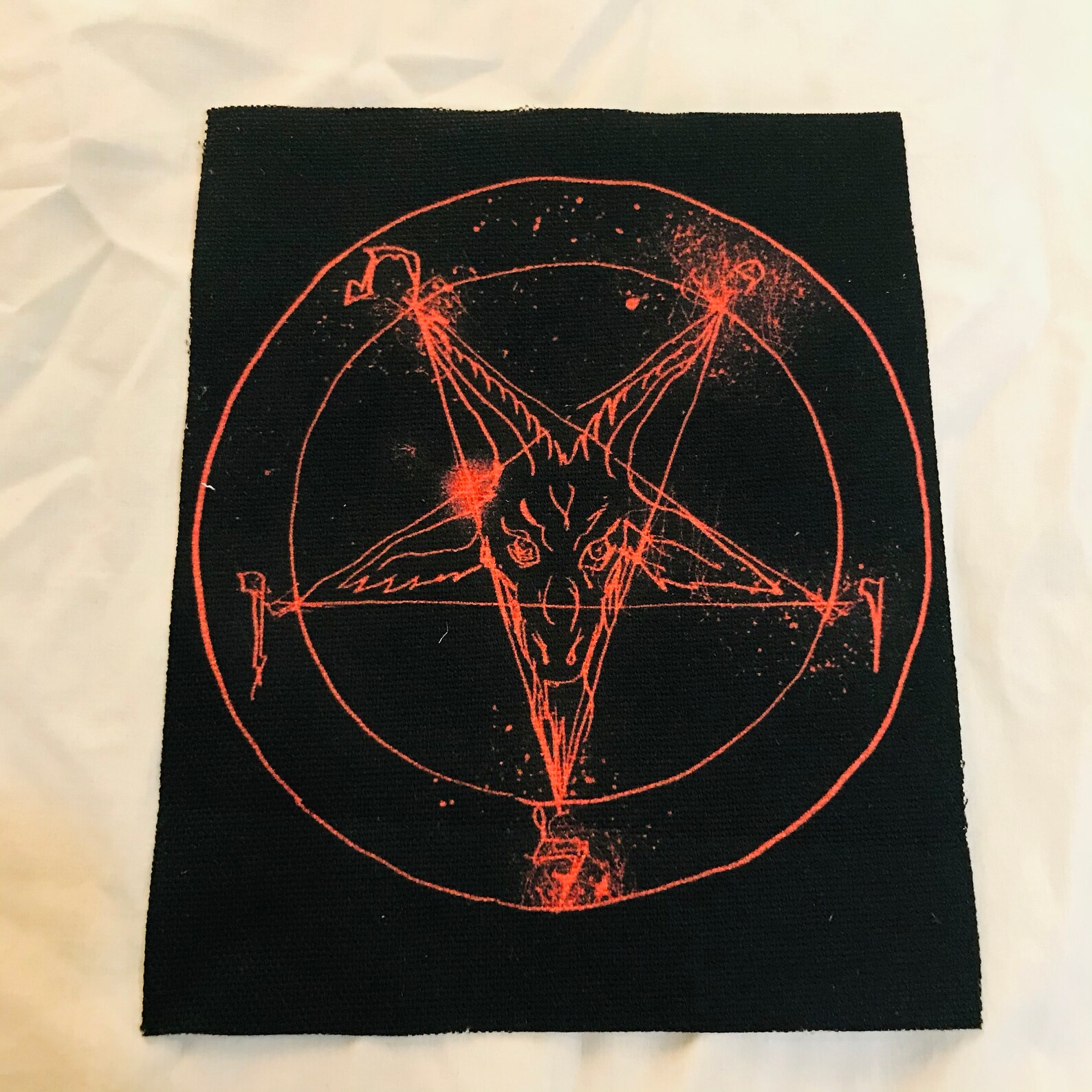 Satanic red cloth patch canvas patch cotton patch fabric | Etsy