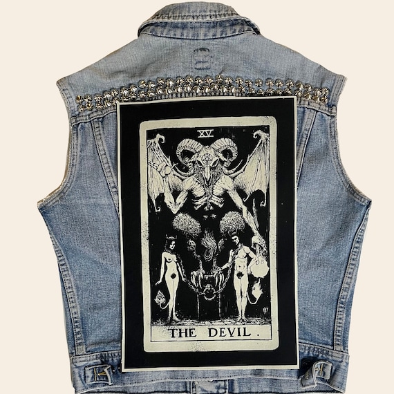 Devil Tarot Card Black and White Back Patch Devil Patch - Etsy