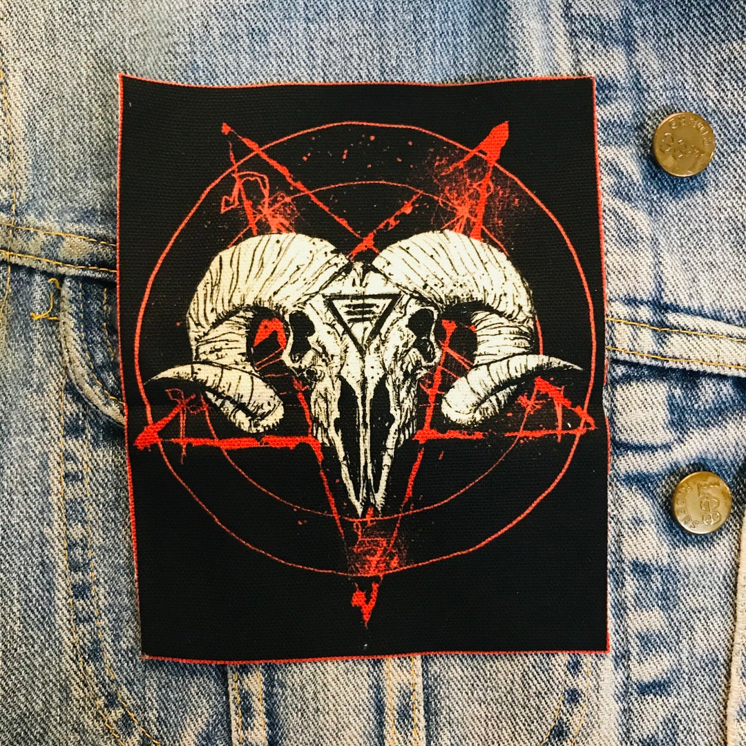 Satanic Ram Skull, Cloth Patch, Canvas Patch, Cotton Patch, Fabric ...
