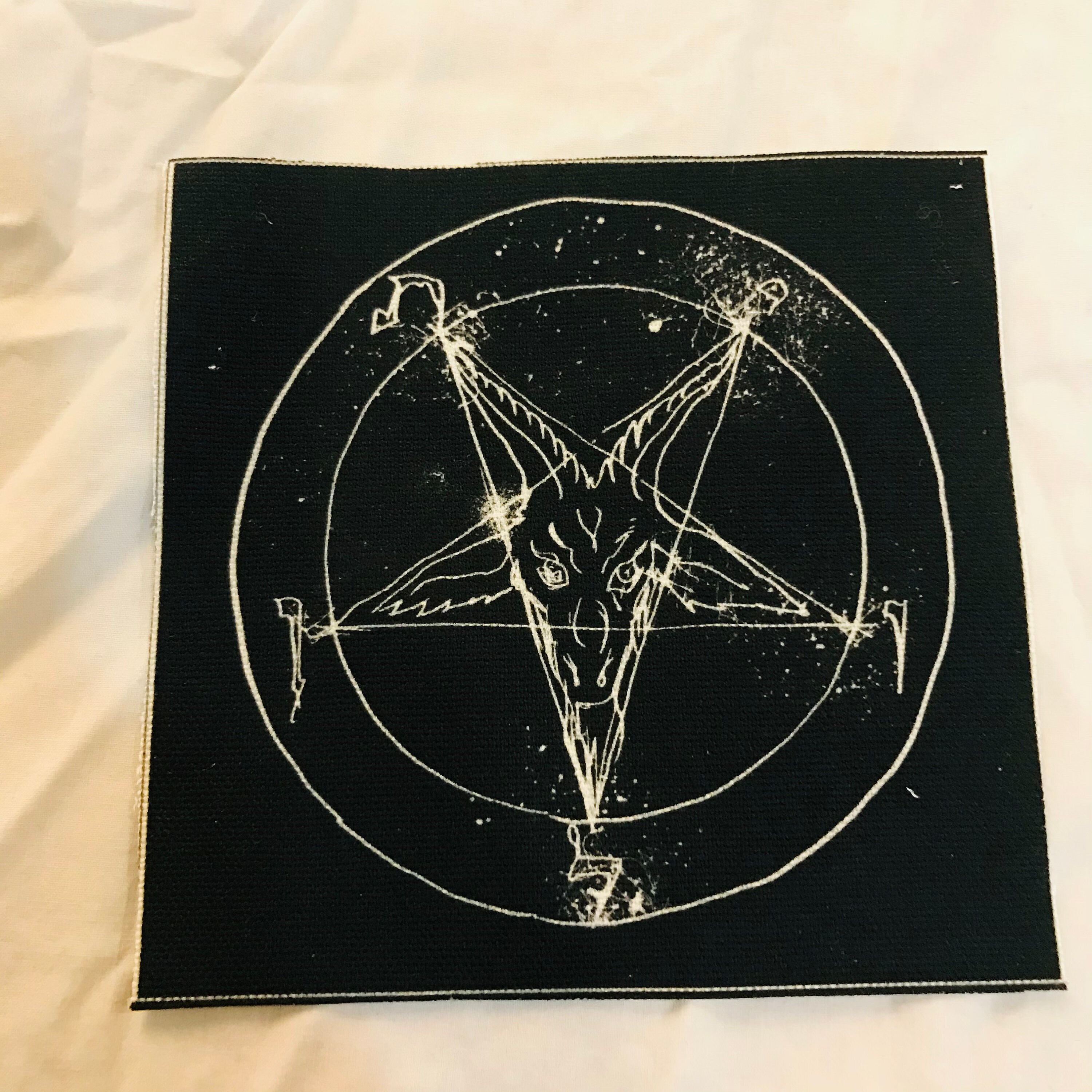 Satanic white cloth patch canvas patch cotton patch fabric | Etsy